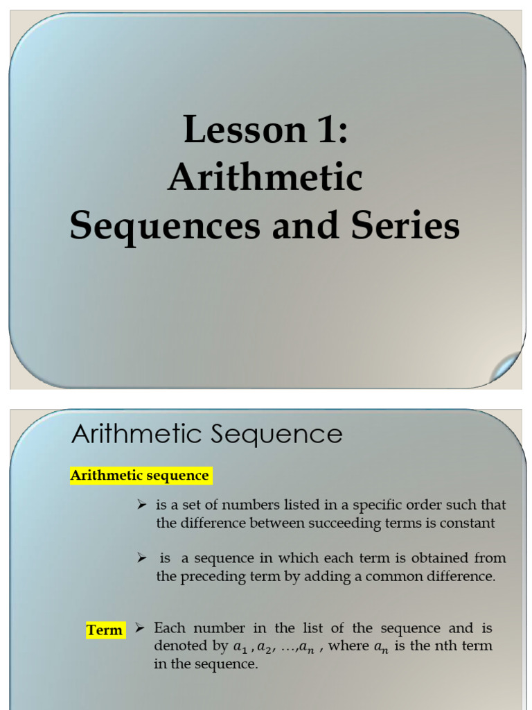 Arithmetic Sequence and Series | PDF | Mean | Mathematical Analysis