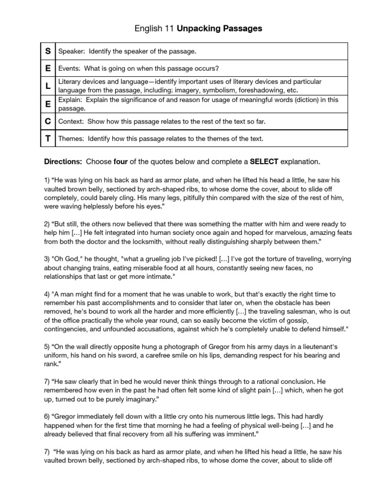English 11 Unpacking Passages | PDF