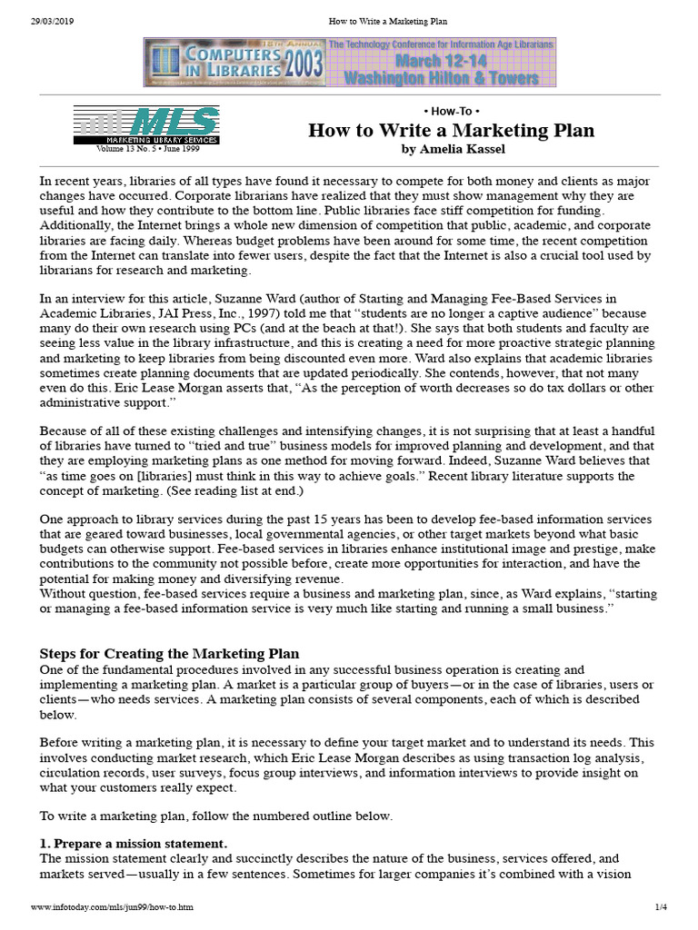 Effective Library Marketing Plan Guide | PDF | Marketing | Marketing ...