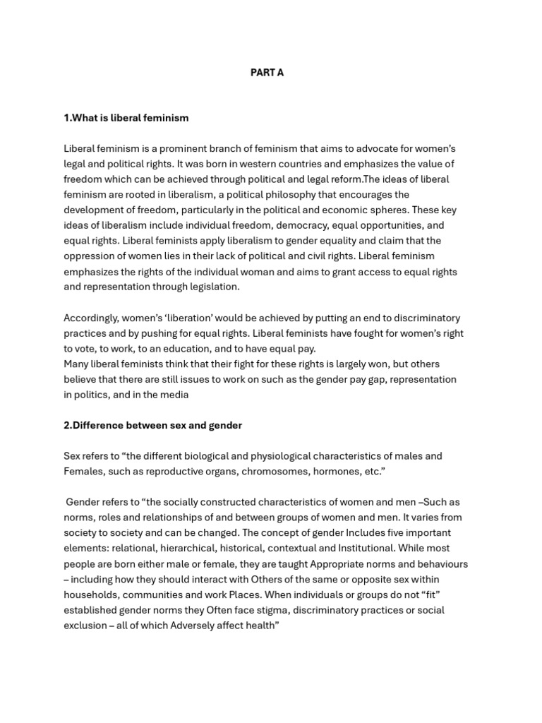 GENDER JUSTICE PART A B C | PDF | Gender Studies | Feminism