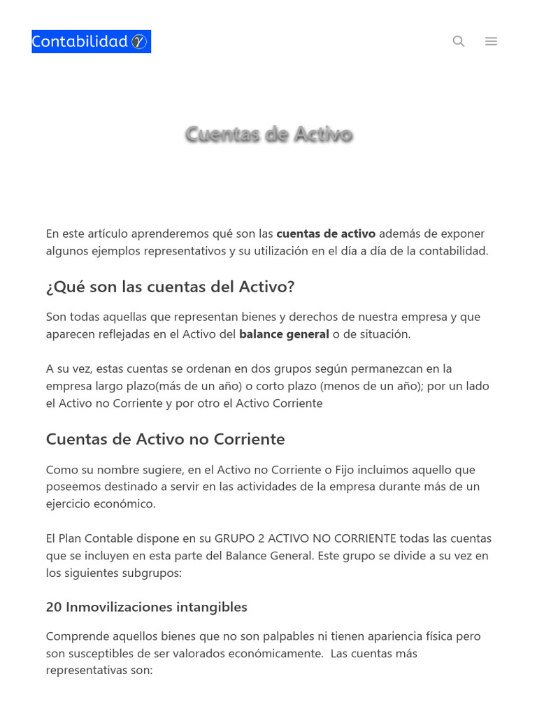 Cuentas de Activo: Corriente y No Corriente | PDF | Contabilidad | Business