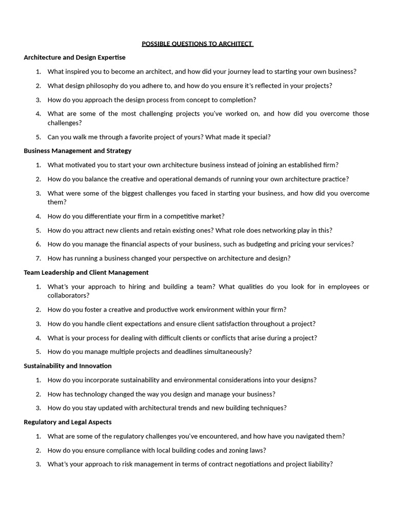 Essential Questions for Architects | PDF | Sustainability | Design