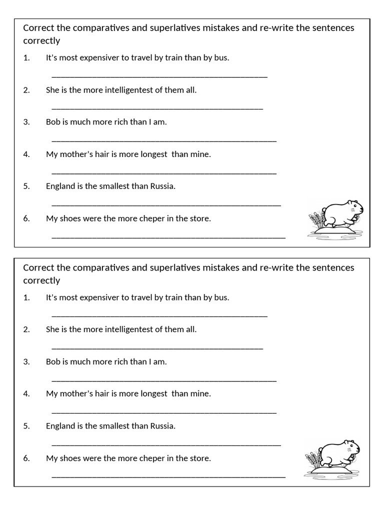 Correct The Comparatives and Superlatives Mistakes and Re | PDF