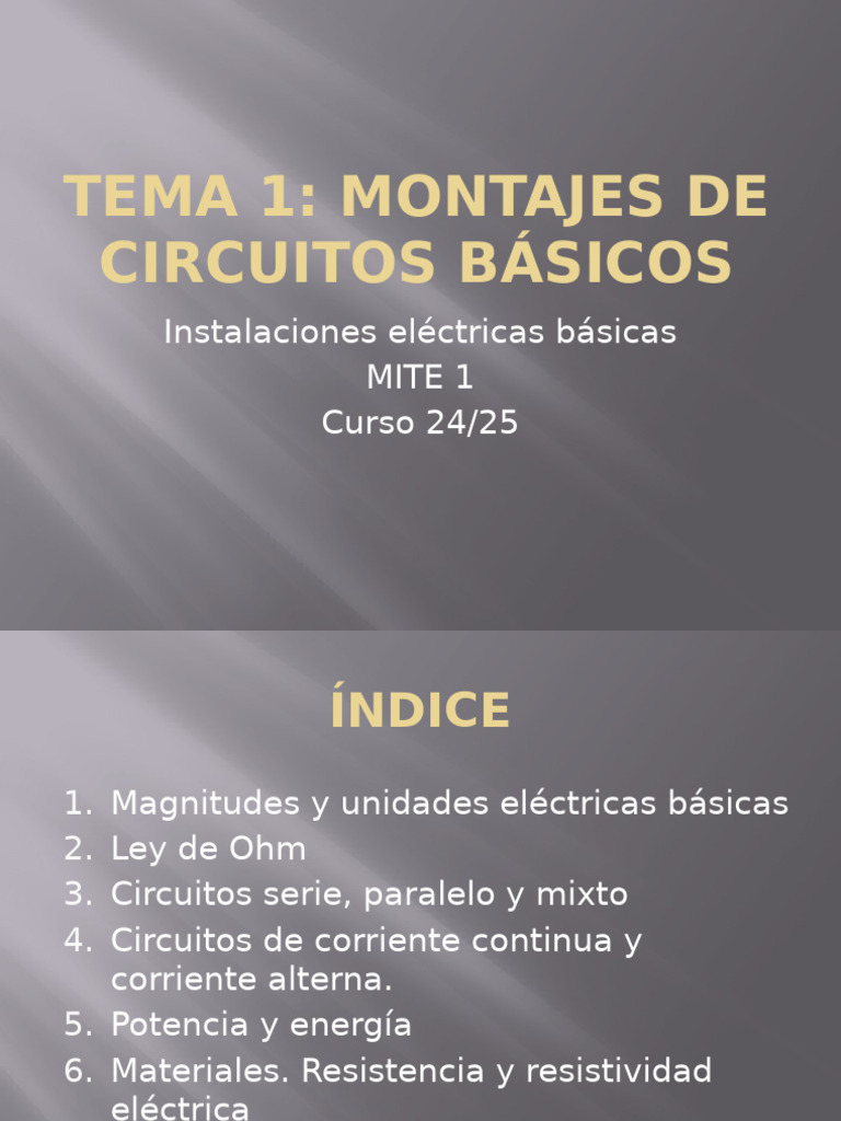 T1 Montaje de Circuitos Básicos II | PDF | Corriente eléctrica | Energia electrica