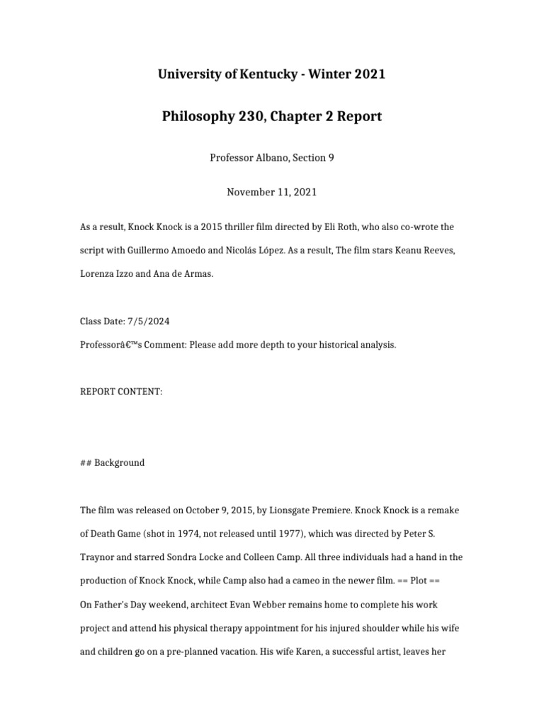 Philosophy 230 Chapter 2 Report | PDF