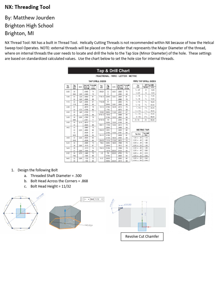 NX Thread Tool Guide for Bolt Design | PDF | Screw | Metalworking