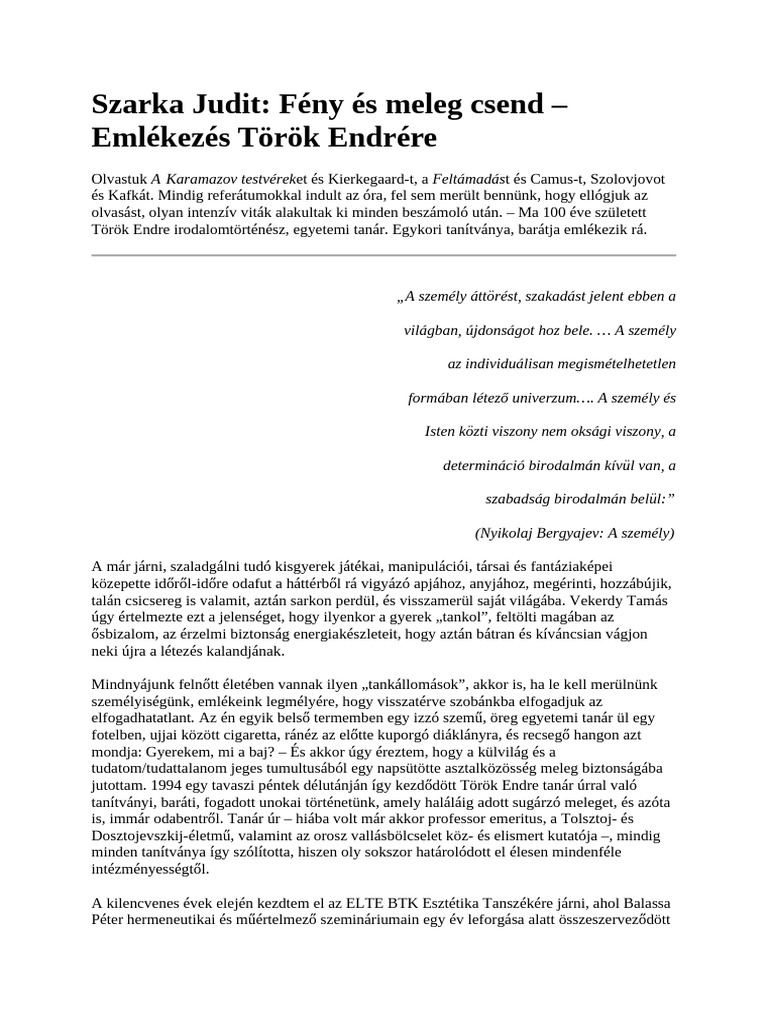 Emlékezés Török Endrére | PDF
