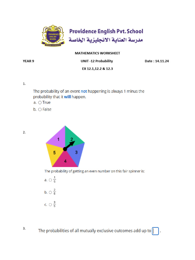 WS 10 Yr 9 Mathematics Worksheet | PDF