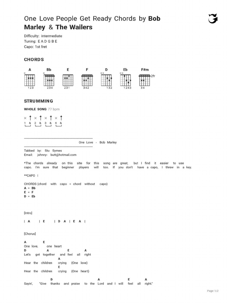One Love People Get Ready Chords | PDF