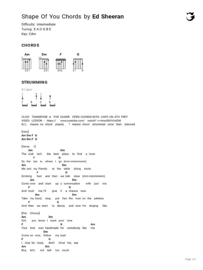 Shape of You Chords | PDF