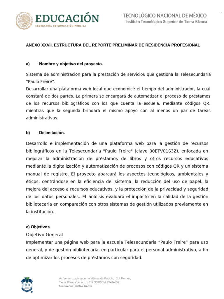 ANEXO XXVII Estructura Del Reporte Preliminar de RP Final | PDF | Residuos | Bases de datos