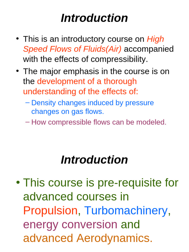 Lec2 Introduction Compressible Aero | PDF | Fluid Dynamics | Compressible Flow