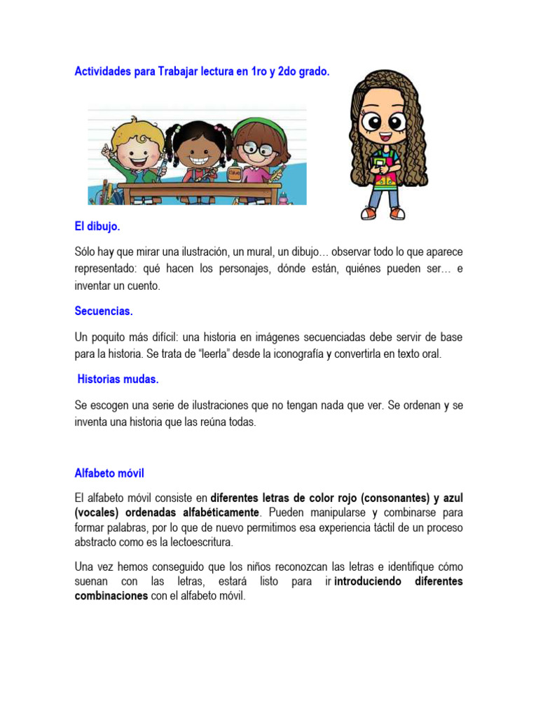 Actividades para Trabajar Iniciación A La Lectura. | PDF | Cómics | Vocal