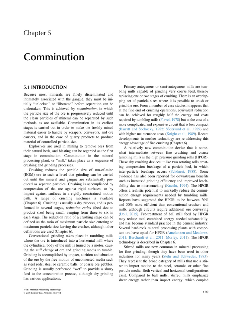 Chapter 5 - Comminution - 2016 - Wills Mineral Processing Technology | PDF | Mill (Grinding ...