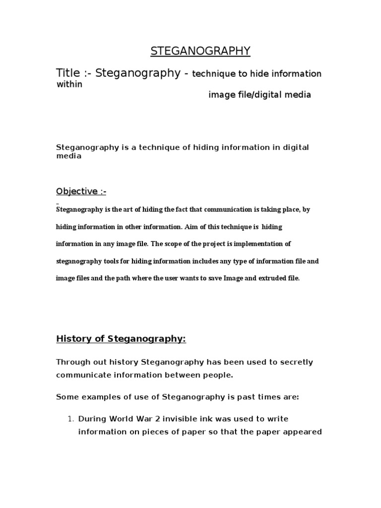 History and Techniques of Steganography | PDF