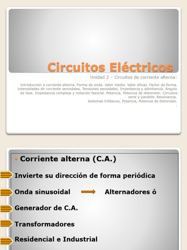Fórmulas de Circuitos de Corriente Alterna | PDF | Corriente alterna ...