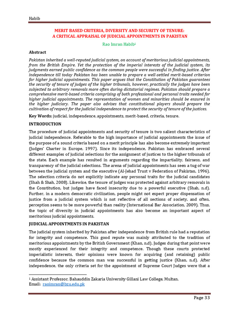 4. Merit Based Criteria in Judicial Appointments | PDF | Judge ...