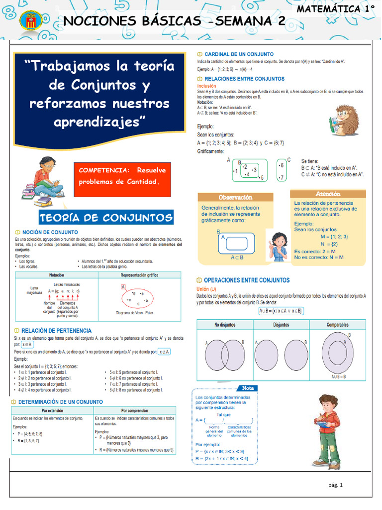 Nociones Básicas de Matemática 1° | PDF