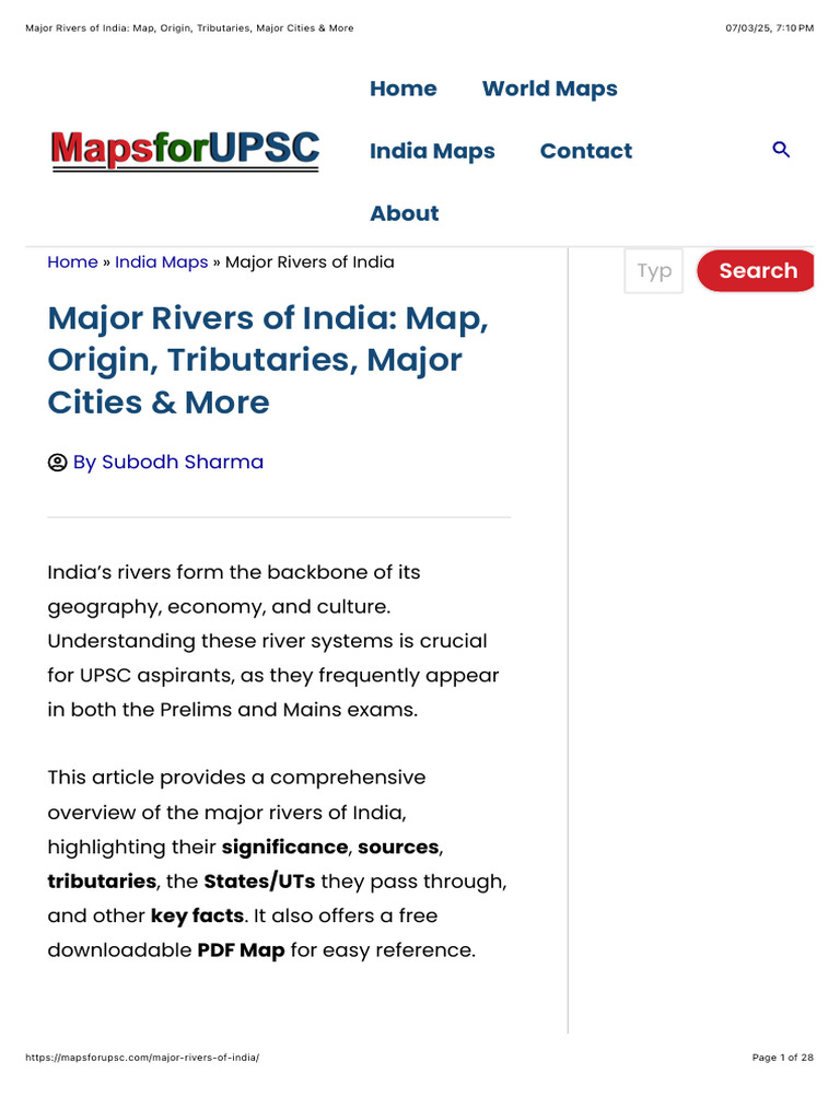 Major Rivers and Tributaries of India | PDF | Indus River | Earth Sciences