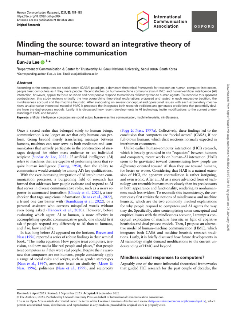 LEE-Theory Human-Machine Communication | PDF | Artificial Intelligence ...