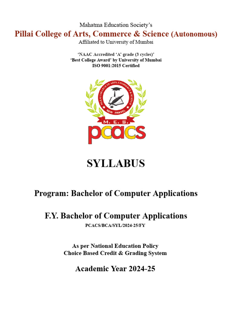 FY BCA Syllabus 2024 25 | PDF | Matrix (Mathematics) | Microsoft Access