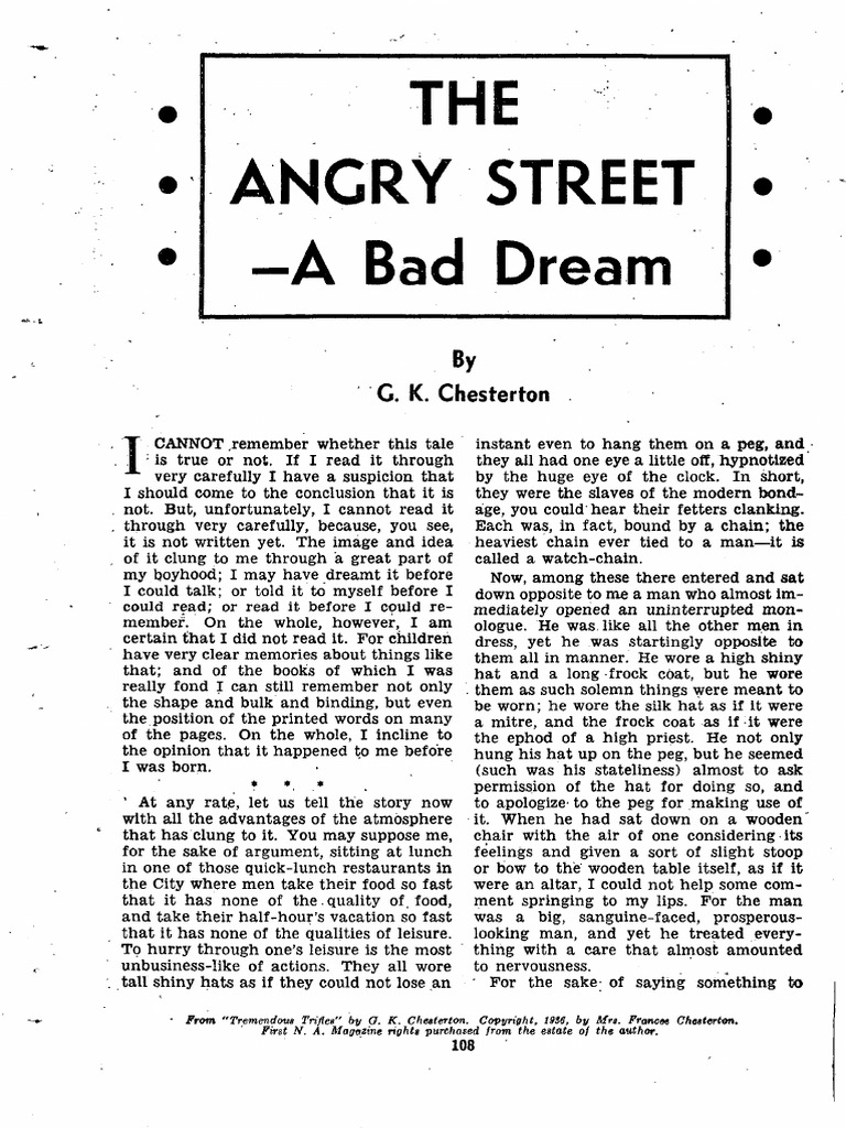 The Angry Street - A Bad Dream | PDF