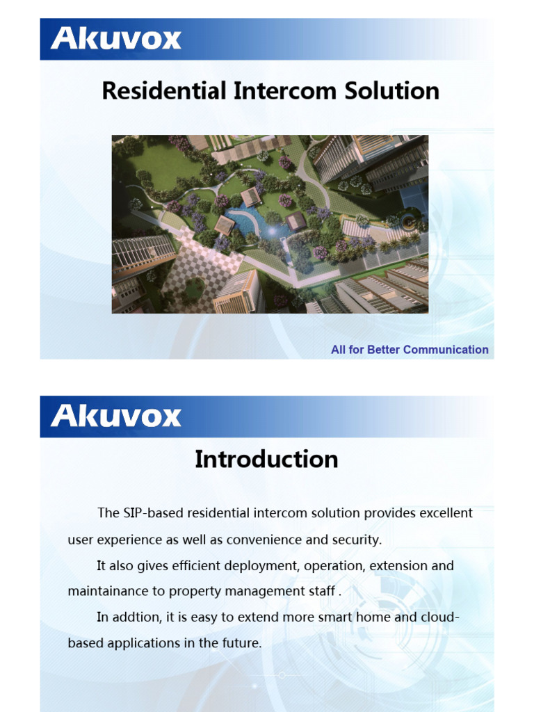 Akuvox Residential Intercom Solution | PDF | Session Initiation ...