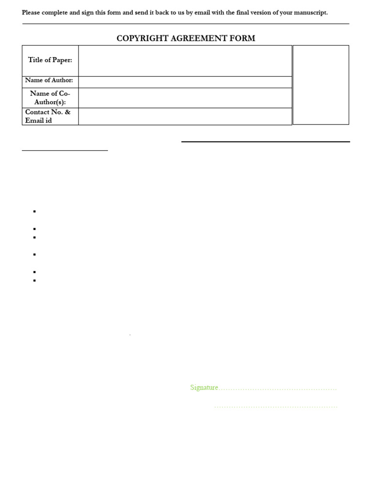 Copyrightform Form JMSG E-Journal | PDF | Copyright | Copyright Law