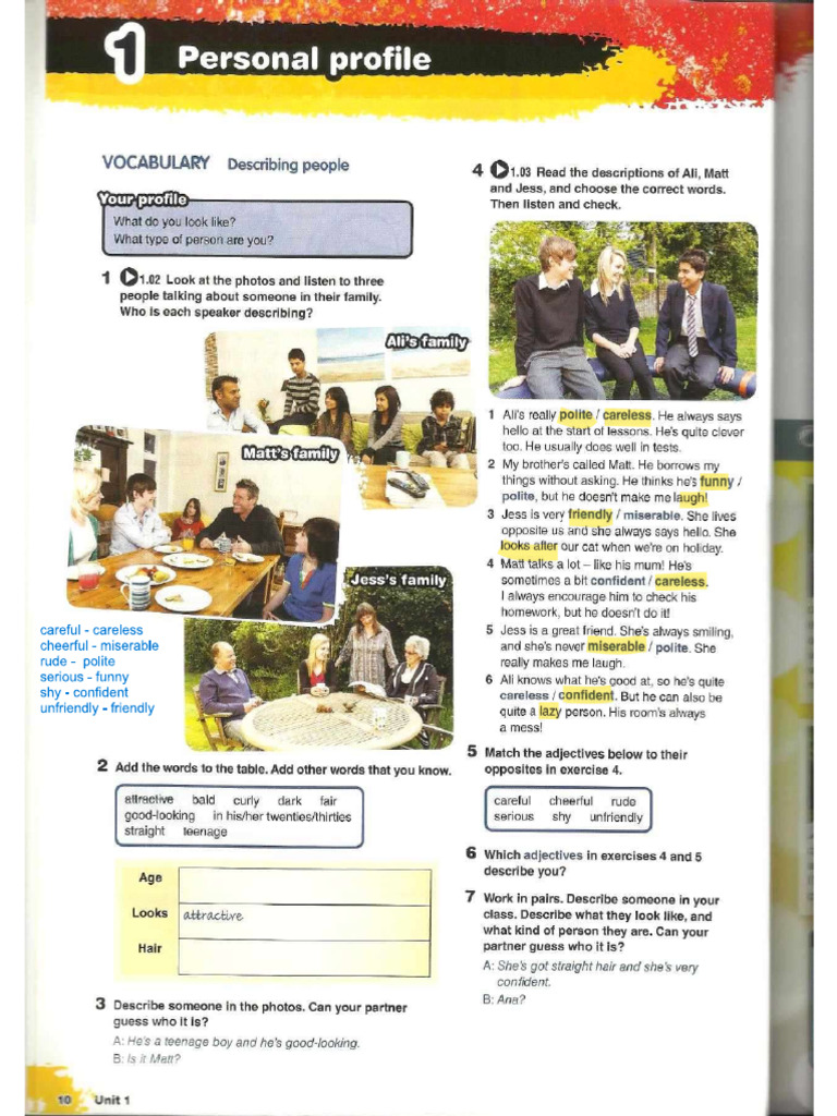 NICO CLASE 3 - Unit 1 Describing People | PDF