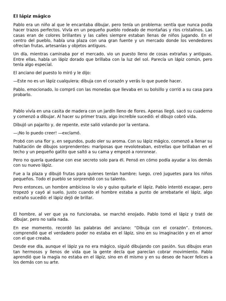El lápiz mágico de Pablo | PDF