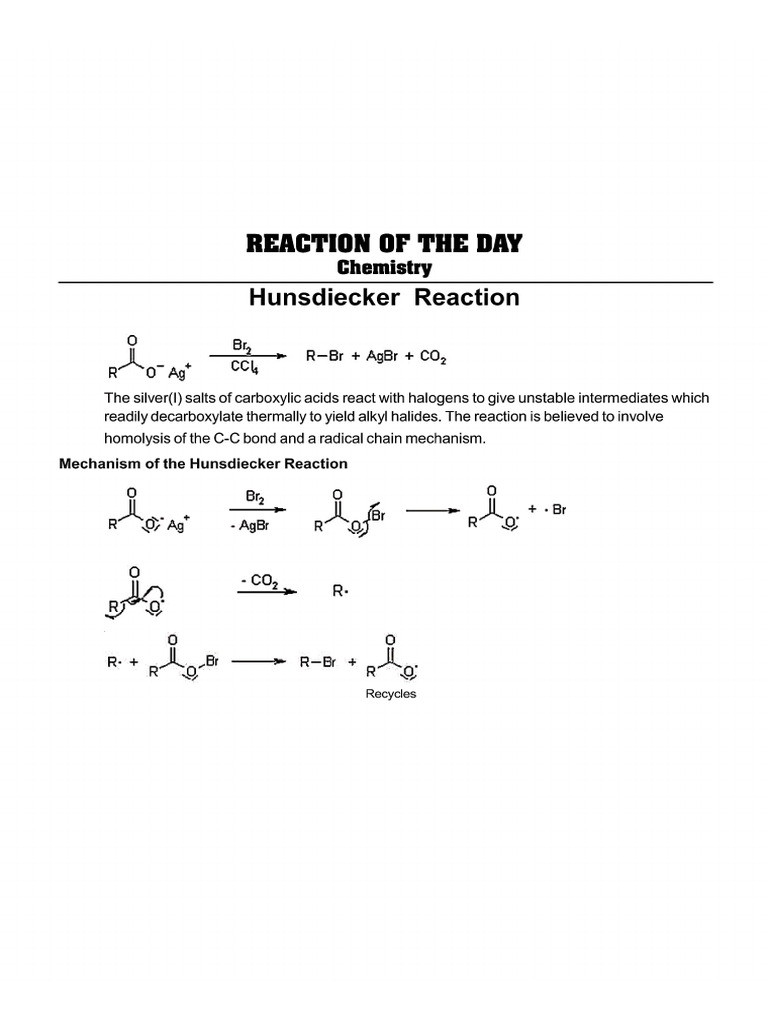 Hunsdiecker Reaction | PDF