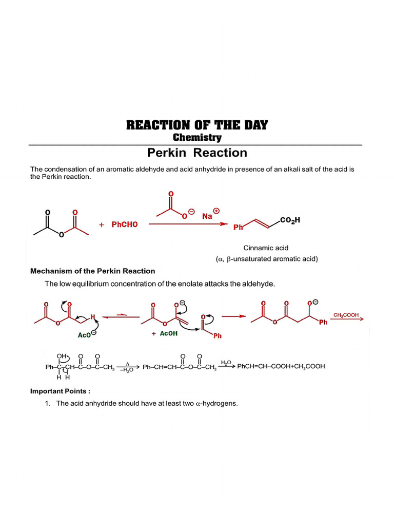 Perkin Reaction | PDF