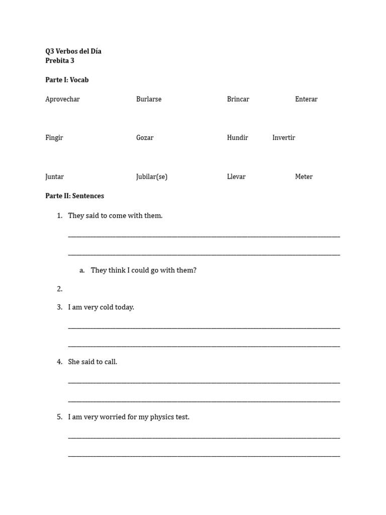 Q3 Spanish Verbs and Sentences Guide | PDF