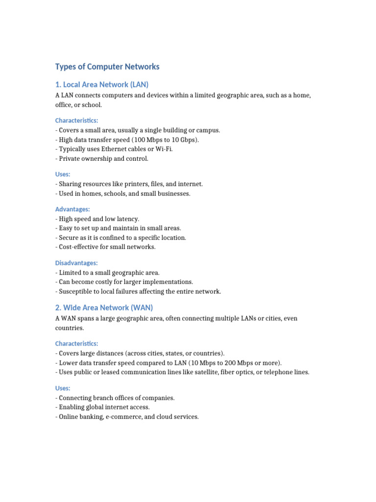 Types of Computer Networks With Importance | PDF | Computer Network ...