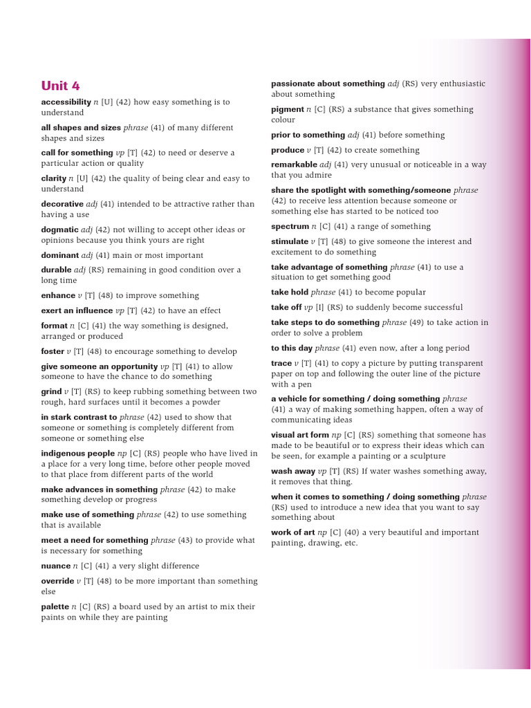 Word List Unit 4 Therapy | PDF