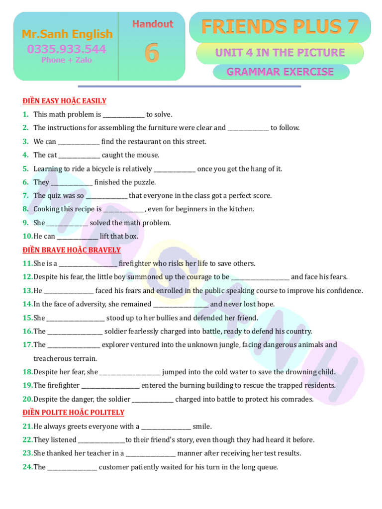 6 (FP7) U4 Grammar Adj-Adv | PDF