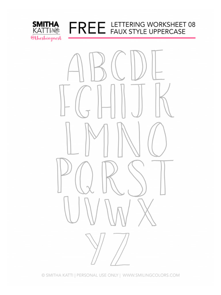 Faux Calligraphy Worksheets | PDF