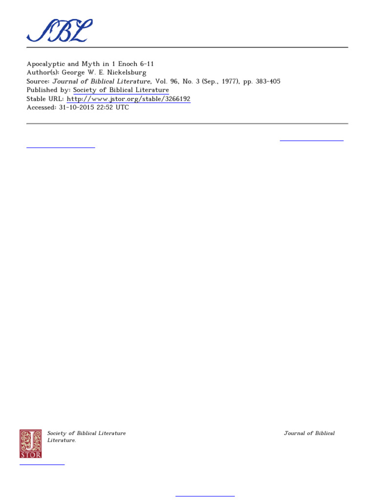 Apocalyptic Themes in 1 Enoch 6-11 | PDF | Book Of Enoch | Greek Mythology