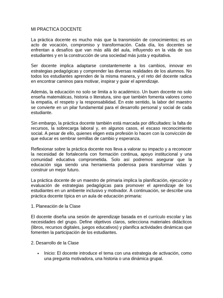 MI PRACTICA DOCENTE 1 feb 2025 | PDF | Maestros | Enseñando