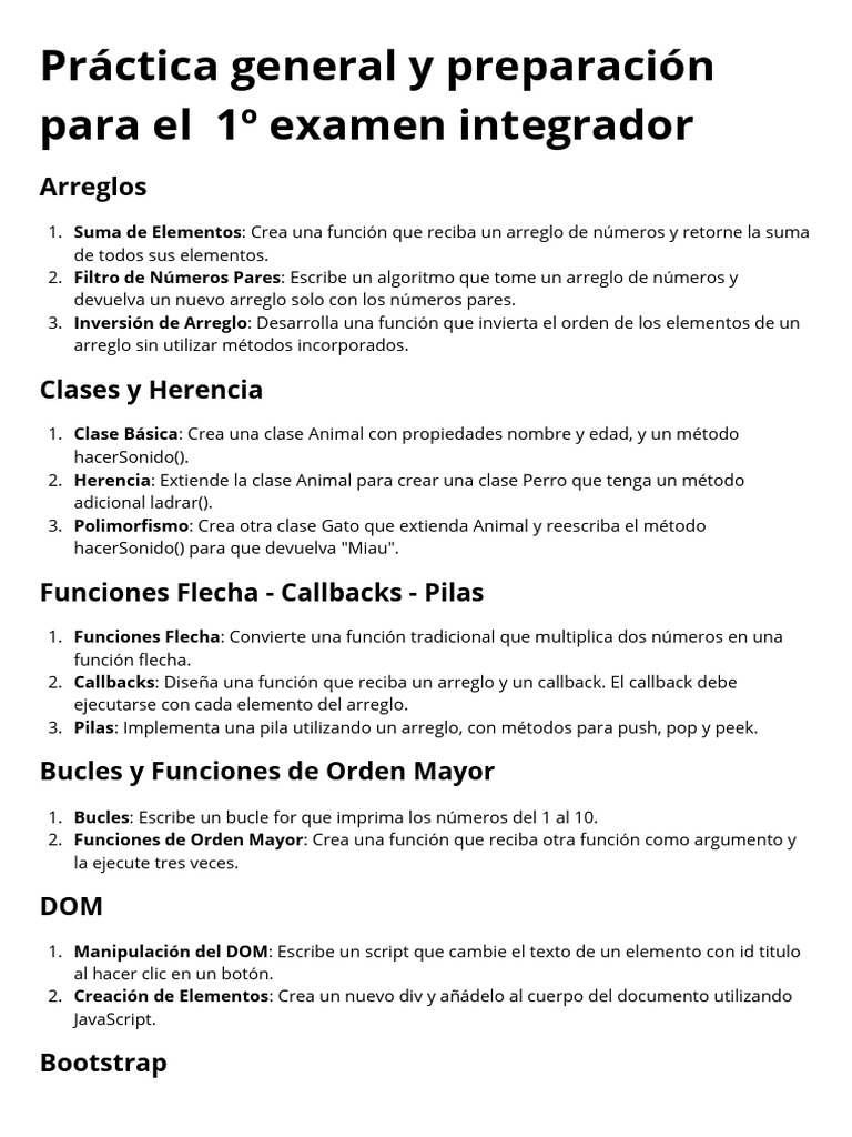 Ejercicios de Práctica y Preparación 1er Trimestre | PDF | Devolución de llamada (programación ...