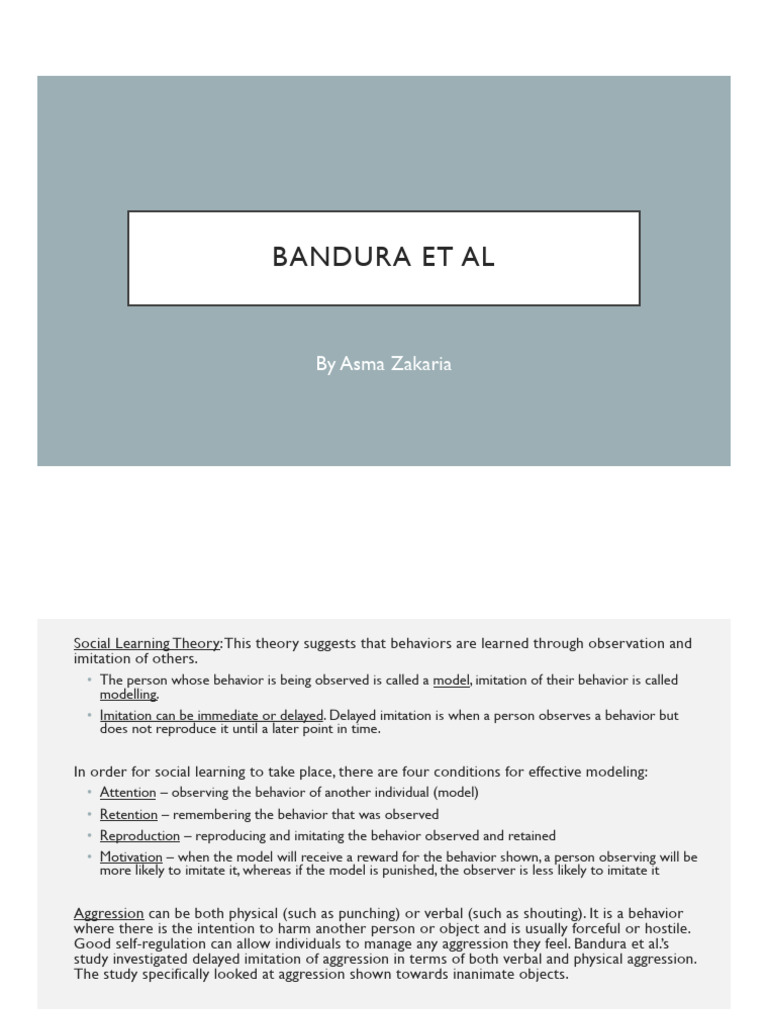 Bandura et al psychology a level CAIE | PDF | Imitation | Aggression