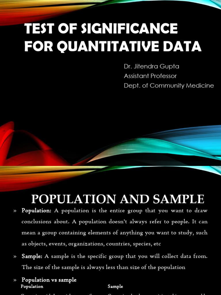 Test of Significance For Quantitative Data | PDF | Student's T Test ...