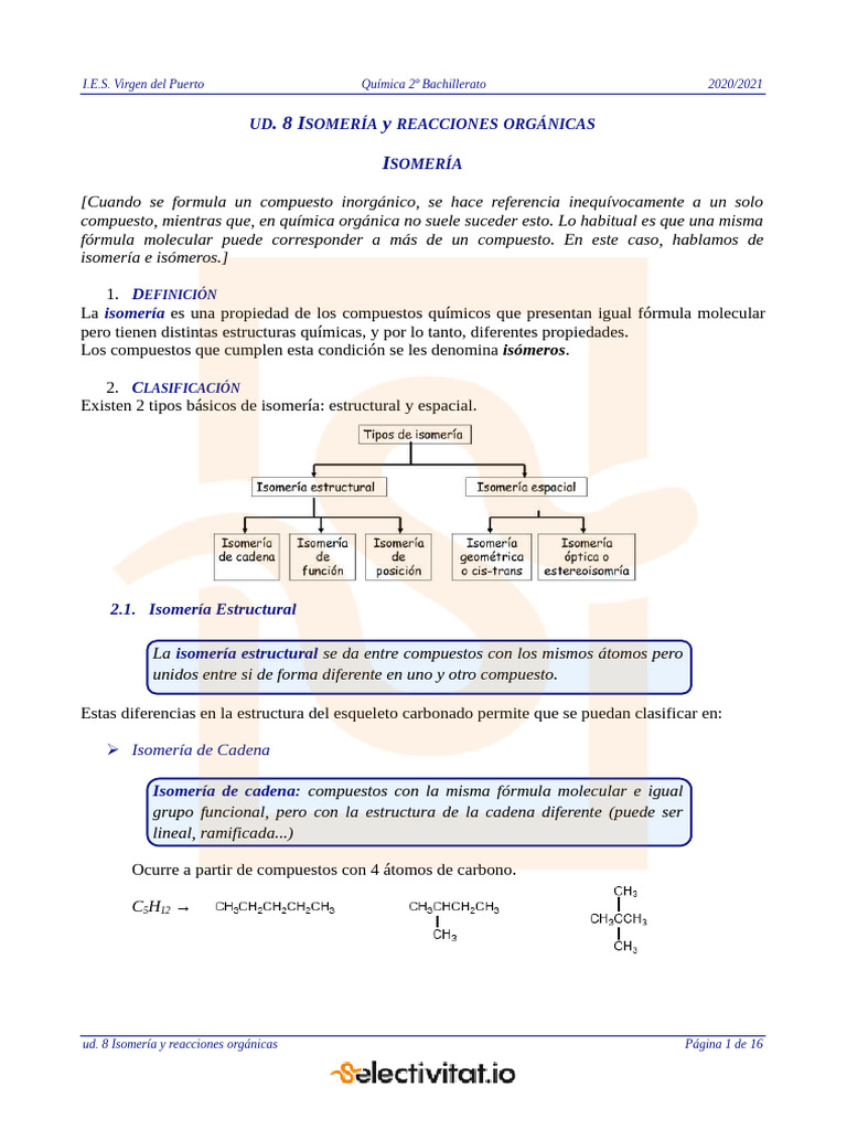 2021-Ud8 Isomeria y Reacciones | PDF | Isómero | Chiralidad (Química)