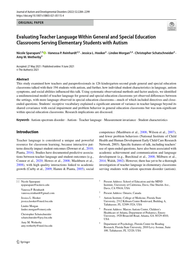 Evaluating Teacher Language Within General and Special Education ...