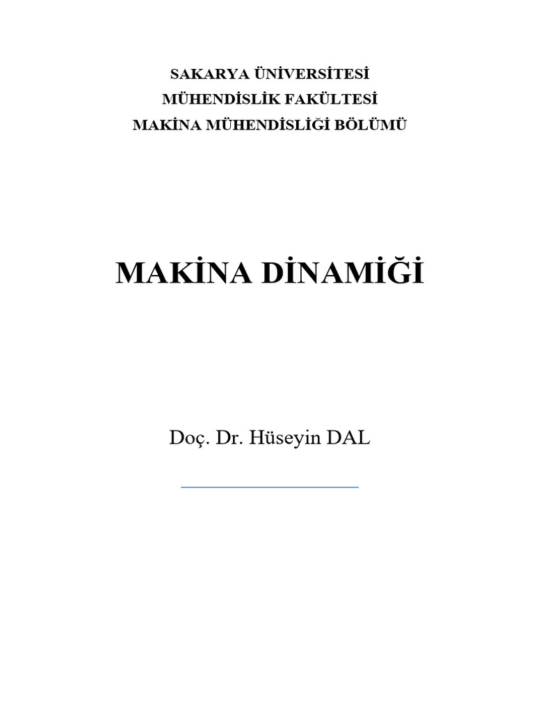 Machine Dynamics Lecture Notes 2024 Draft | PDF