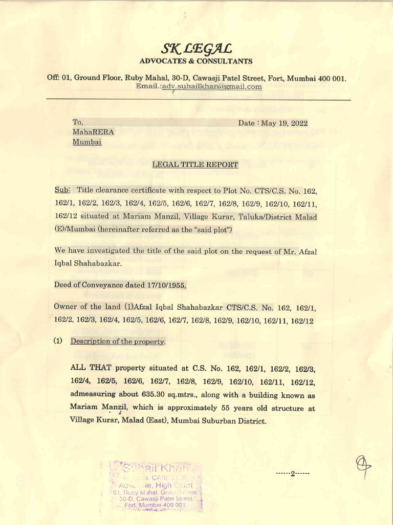Legal Title Report Reform Realty | PDF