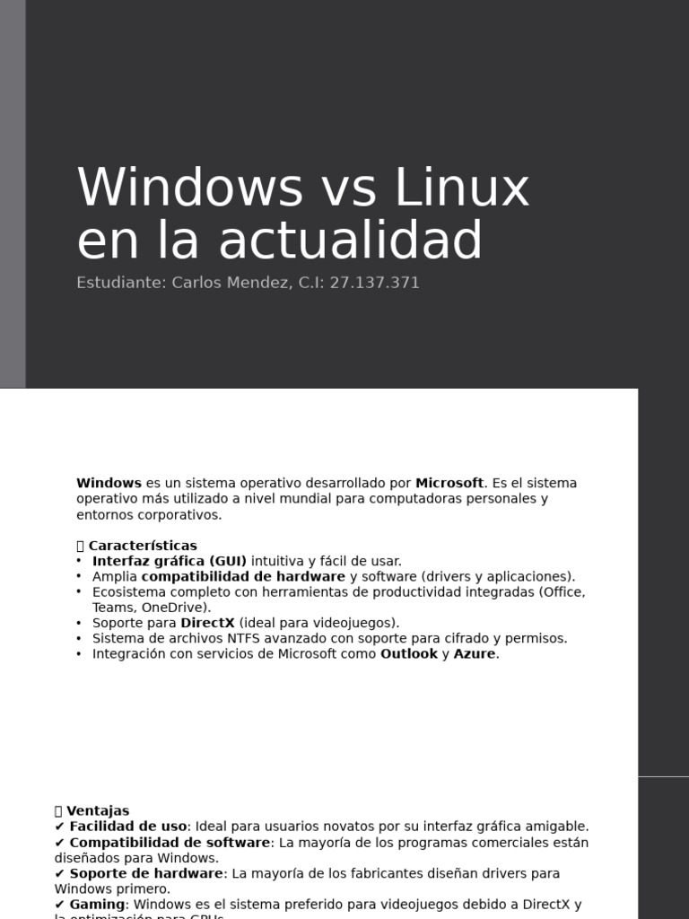 Comparativa: Windows vs Linux 2023 | PDF | Distribución de Linux ...