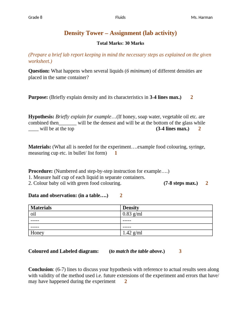 Density Tower-Assignment - (2025) | PDF | Density | Experiment