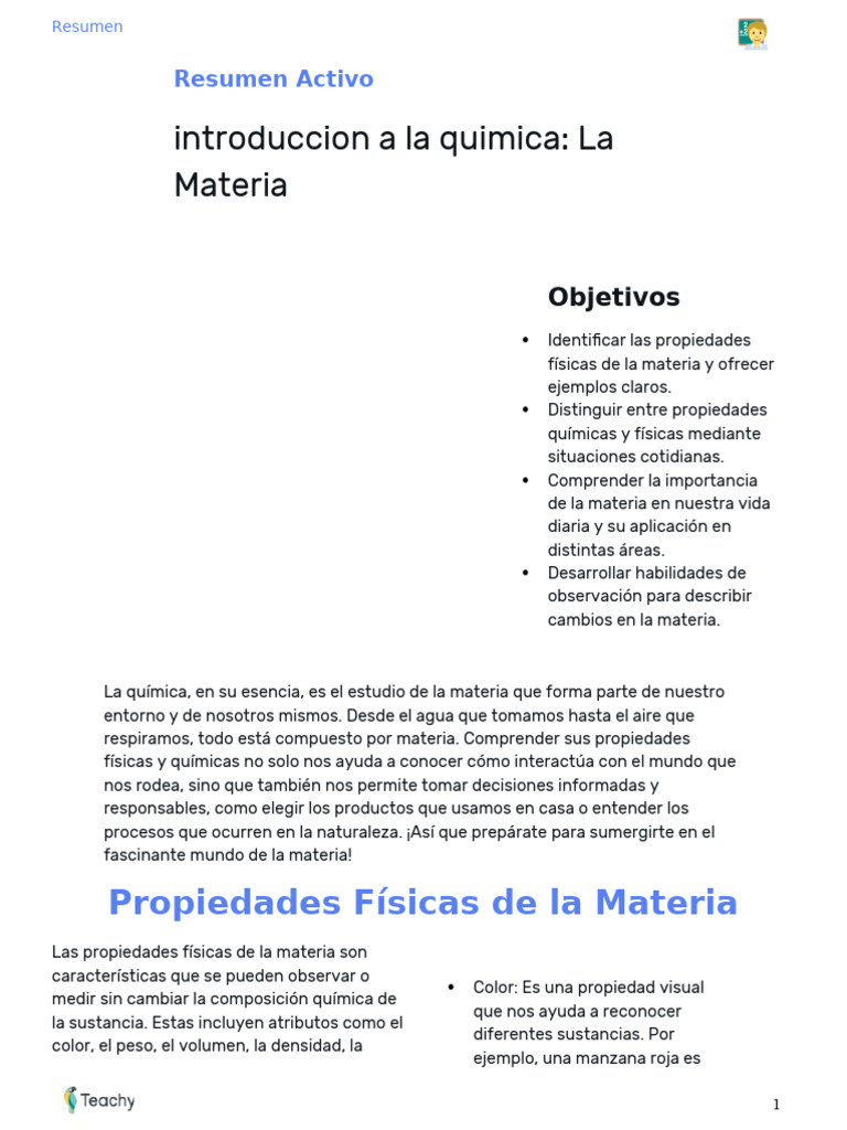 Introduccion A La Quimica - La Materia | PDF | Importar | Química