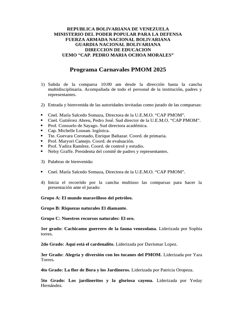 Guion carnaval 2025 | PDF